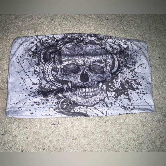 SHEIN | Tops | Y2k Grey Skull Snake Tube Top Cute 200s | Poshmark